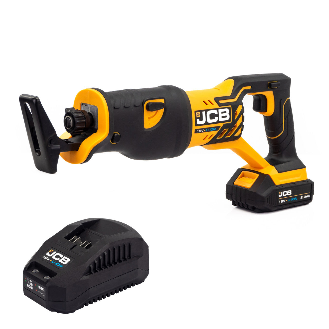 JCB 18V Cordless Reciprocating Saw, 2.0Ah Li-Ion Battery and 2.4A ...