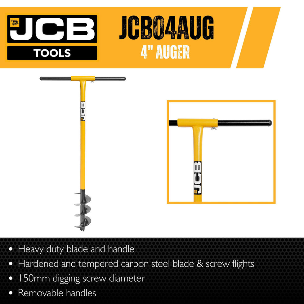 JCB Professional 4" 100mm Fence Post Auger, Heavy-Duty Tubular Steel ...